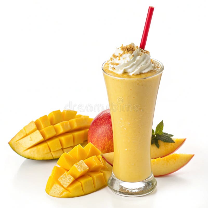 Mango Milkshake Isolated on White Background Stock Illustration ...