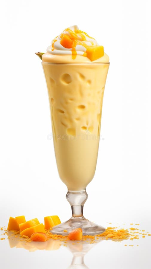 Mango Milkshake with Mango and Syrup on Isolated Background Stock ...