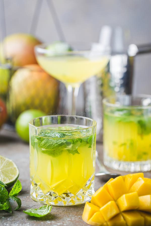 Mango mint mojito cocktail stock photo. Image of orange - 140281450