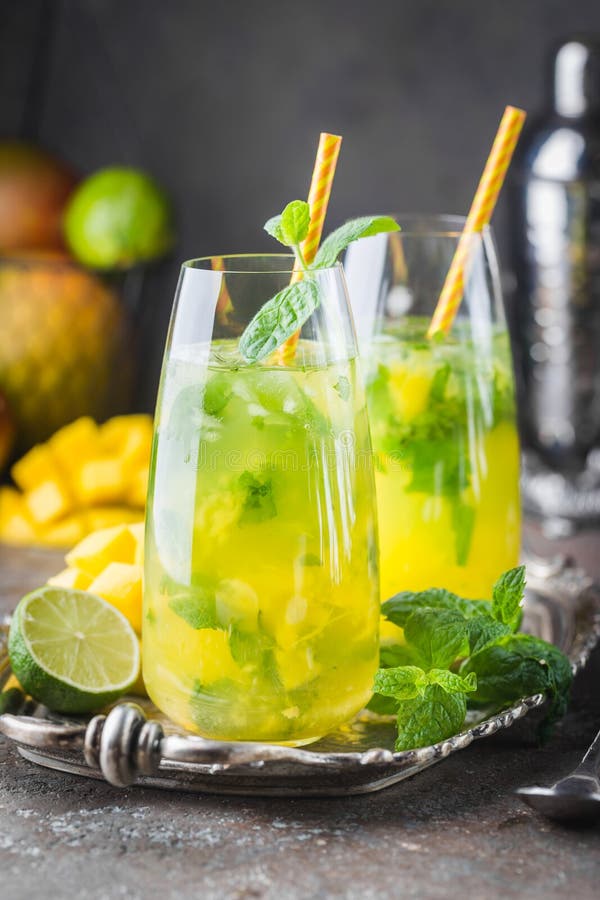Mango mint mojito cocktail stock photo. Image of fruit - 141663882