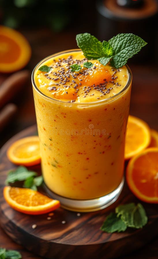 Mango mint smoothie stock image. Image of glass, mint - 382536675