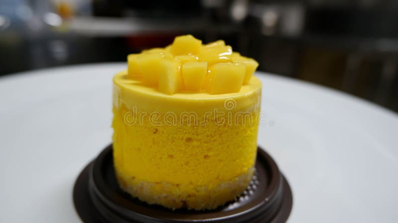 Mango Mousse on White Plate Stock Photo - Image of mousse, fruit: 218186490