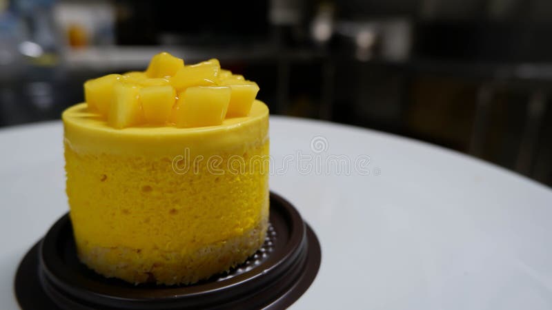 Mango Mousse on White Plate Stock Image - Image of gelatin, gourmet ...
