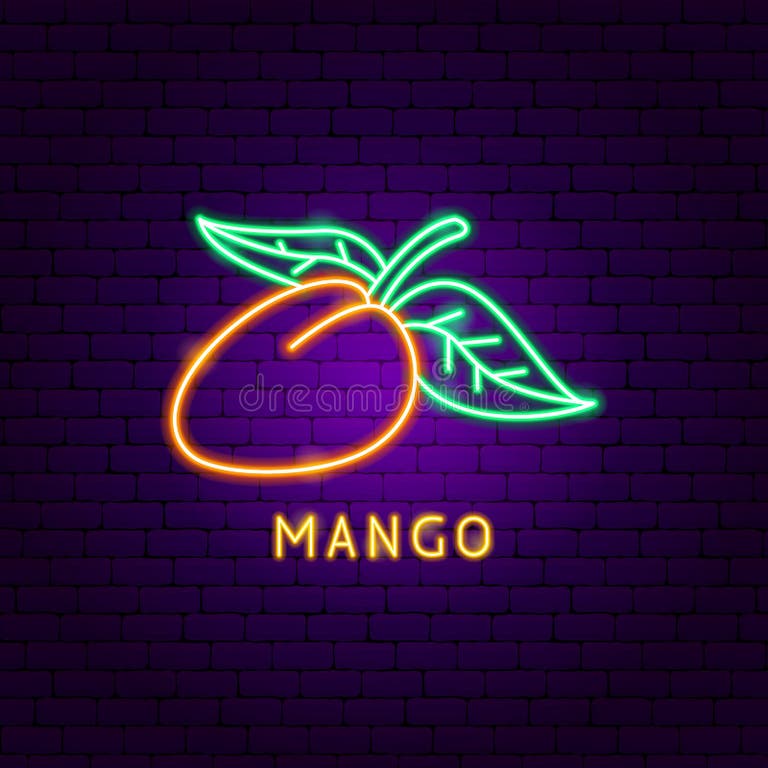 Mango Neon Label stock vector. Illustration of orange - 228694782