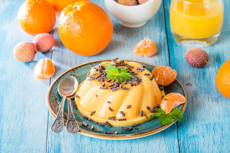 Mango orange pudding stock photo. Image of cream, lemon - 74021024