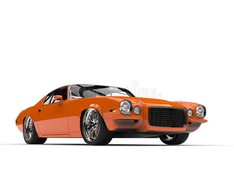 Mango Orange Vintage American Car - Front View Stock Illustration ...