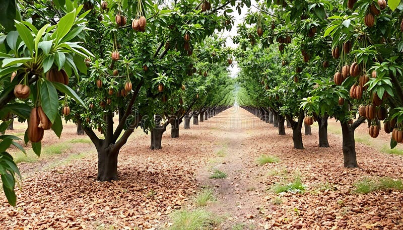 Mango Orchard Fruit Trees Agriculture Harvest Generative AI Stock Illustration - Illustration of ...