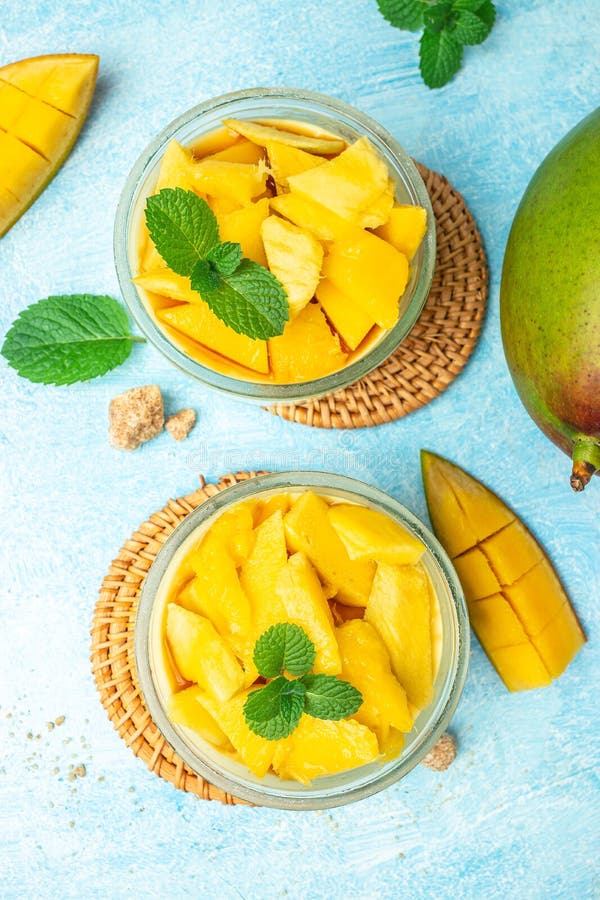 Mango Panna Cotta. Vertical Image Stock Photo - Image of calorie ...