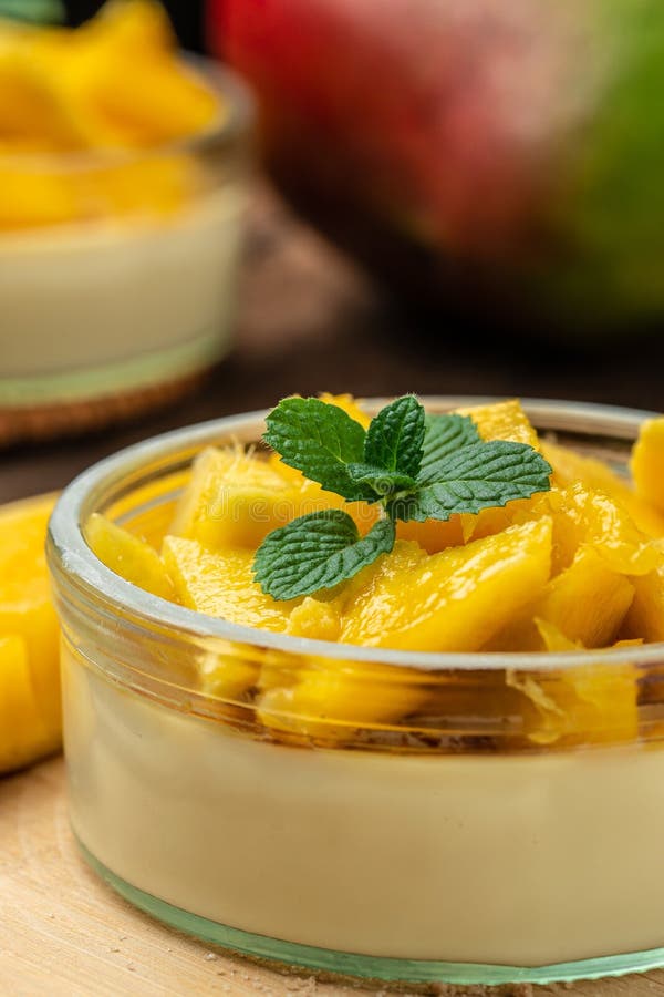 Mango Panna Cotta. Vertical Image Stock Image - Image of jelly, white ...