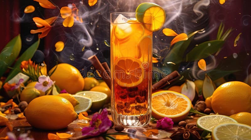 Mango Passion Fruit Iced Tea Background Selective Focus Stock ...