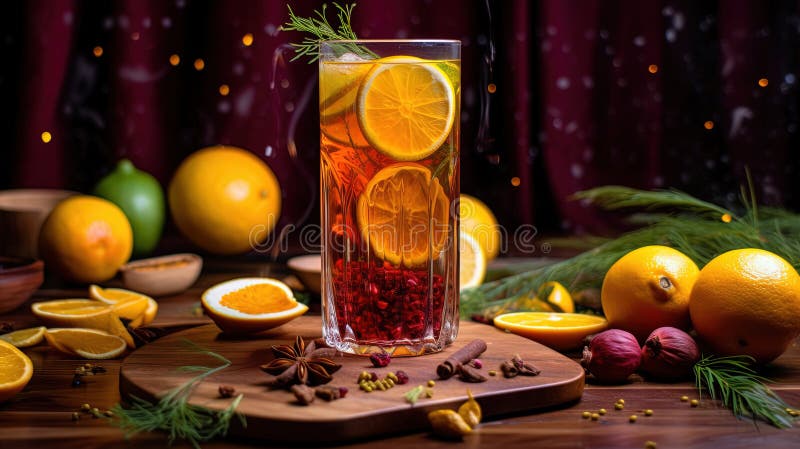 Mango Passion Fruit Iced Tea Background Selective Focus Stock ...