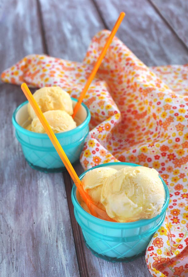 Mango and peach ice cream stock image. Image of dessert - 26781419