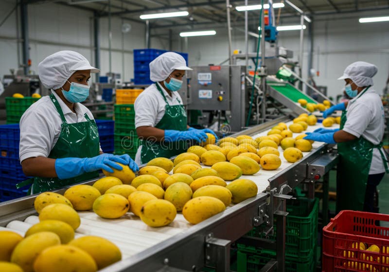 Mango Processing Plant stock illustration. Illustration of control ...