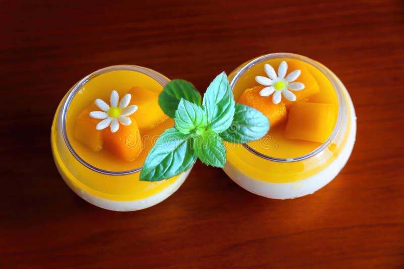 Mango Pudding Cup in Closeup Stock Image - Image of cups, cooking ...