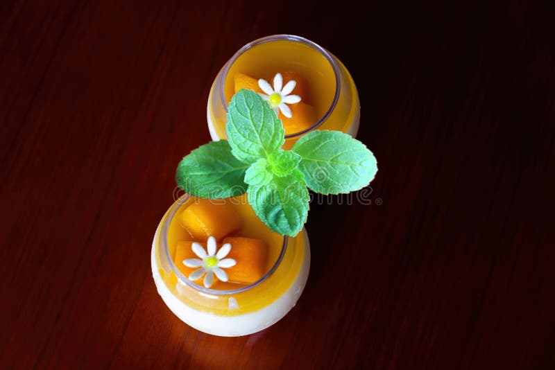 Mango Pudding Cup in Closeup Stock Photo - Image of cooking, custard ...