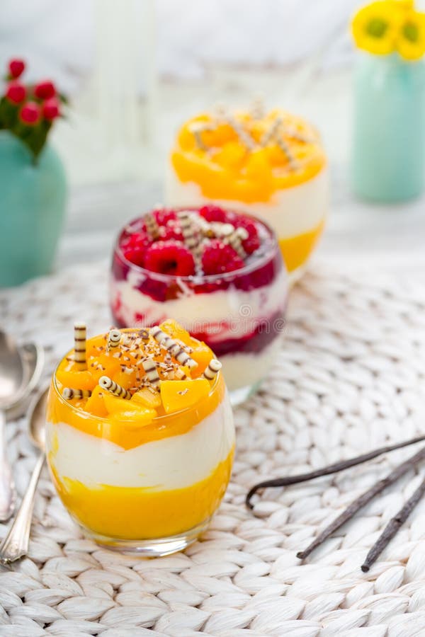 Mango and Raspberry Desserts Stock Image - Image of yogurt, layers ...