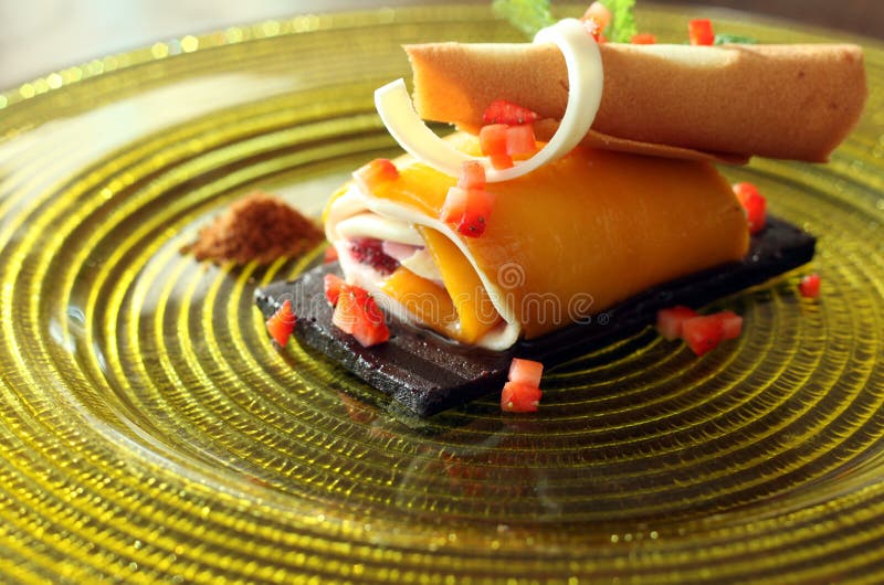 Mango roll cake stock image. Image of delicious, close - 14472823