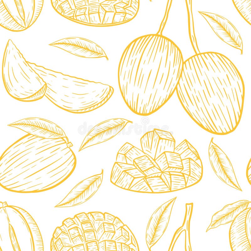 Mango Seamless Pattern Vector Illustration Stock Vector - Illustration ...