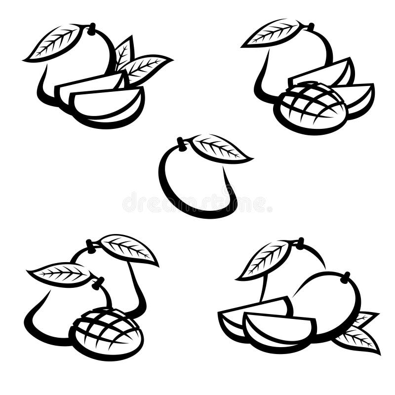 Mango Set. Collection Icon Mango Stock Vector - Illustration of vector ...
