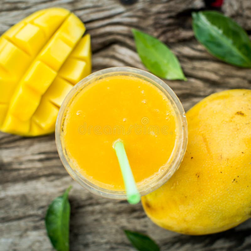 Mango Shake. Fresh Tropical Fruit Smoothies Stock Image - Image of ...