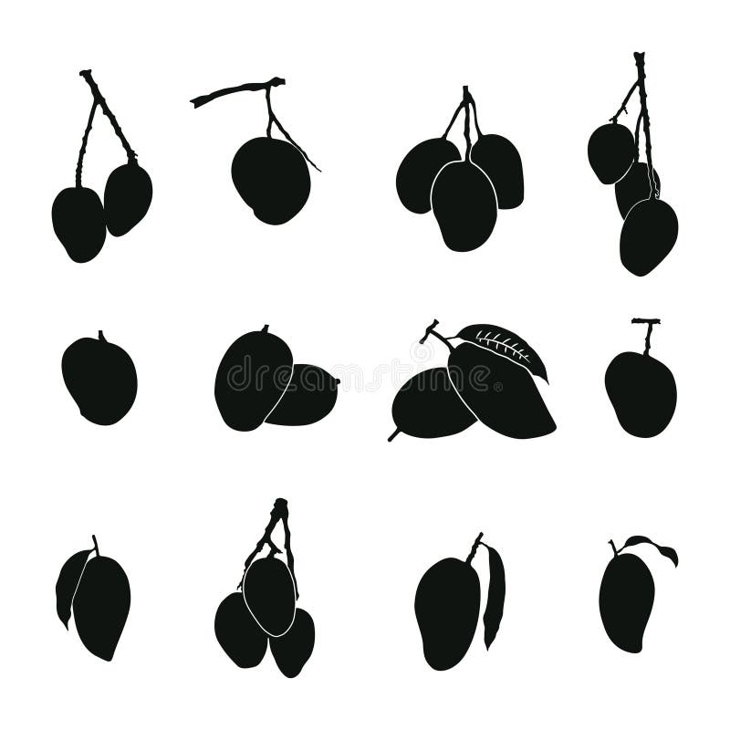 Mango Silhouettes, Mango Fruit Vector Stock Vector - Illustration of ...