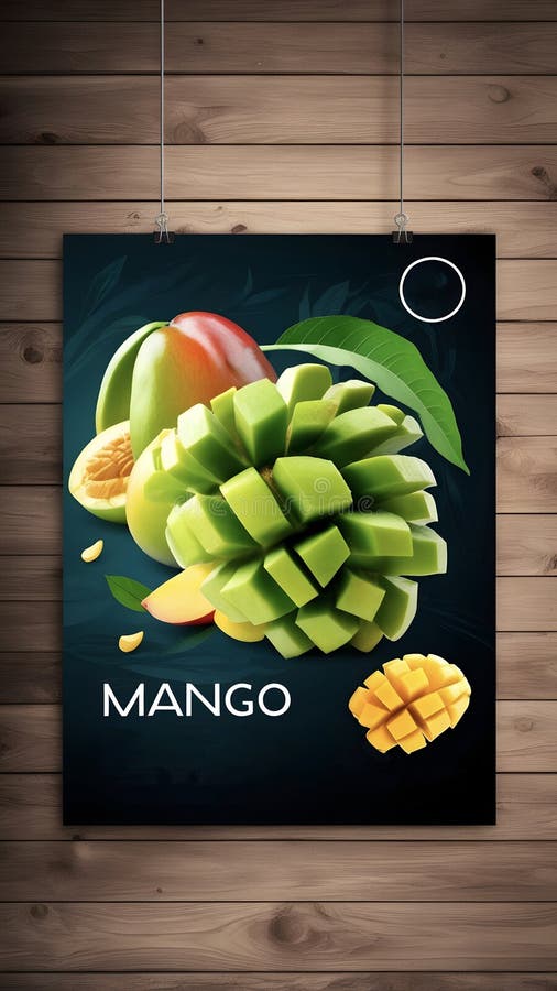 Mango Slice Advertising Poster with Copy Space Stock Illustration ...