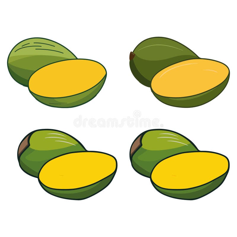 Set of Mango Slice Vector on White Background Stock Illustration ...