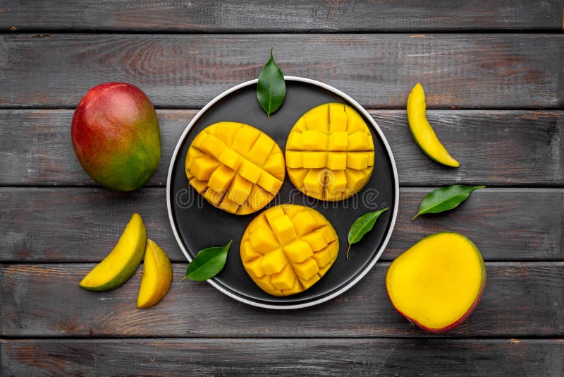 Mango Slices and Cubes in Plate for Fresh Summer Dinner Stock Image ...