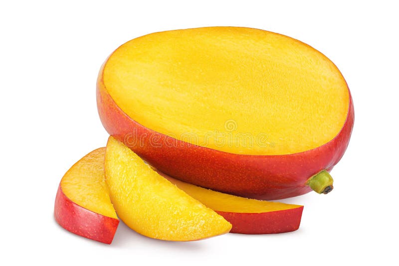 Mango Slices Isolated on White Background with Full Depth of Field ...