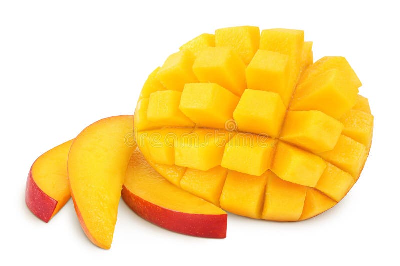 Mango Slices Isolated on White Background with Full Depth of Field ...