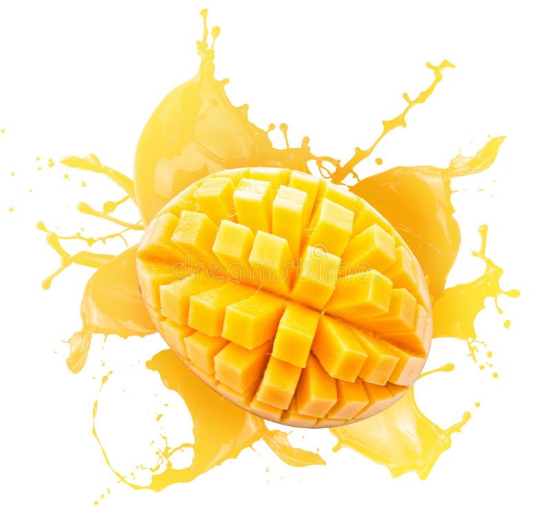 Mango Slices in Juice Splash Stock Photo - Image of peach, fresh: 128138880