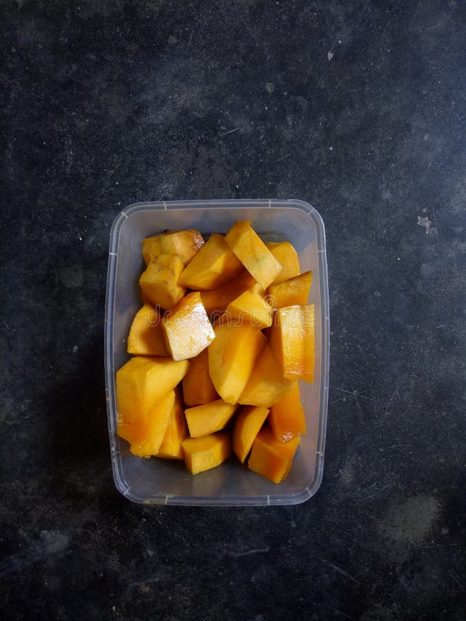 Mango Slices Served in a Plastic Container Stock Image - Image of ...