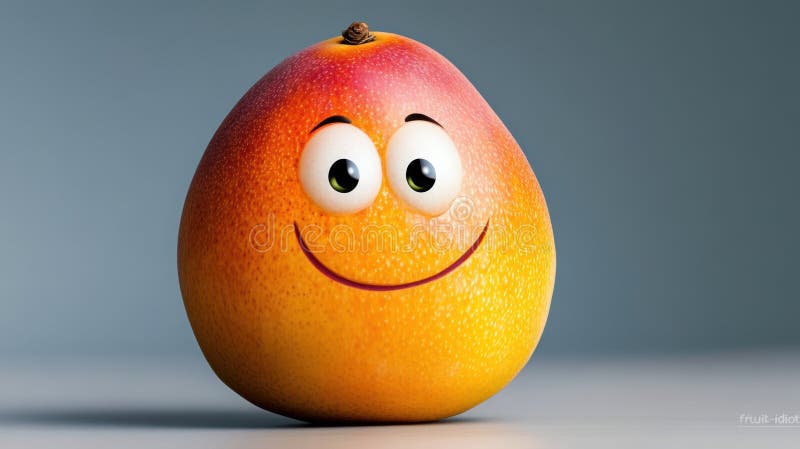 A Mango with a Smiley Face on it S Surface, AI Stock Image - Image of ...