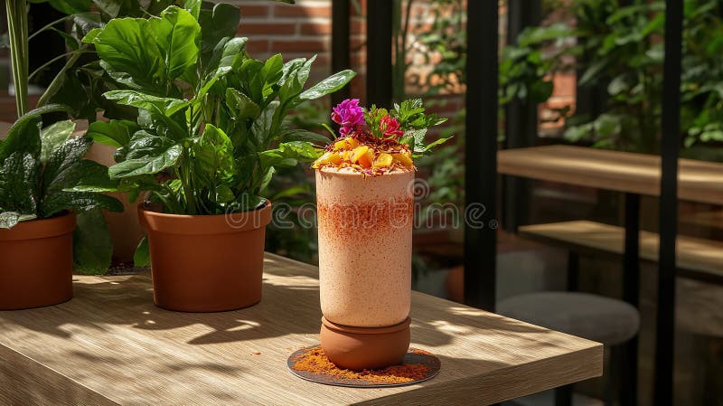 Mango Smoothie, Garden Cafe, Sunlight, Garnish, Menu Stock Photo ...