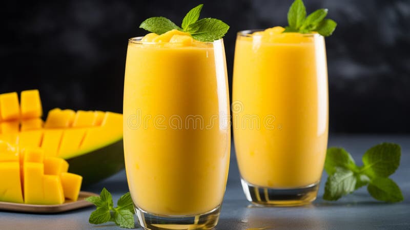 Mango Smoothie in a Glass. Refreshing Mango Cocktail.Generative AI ...