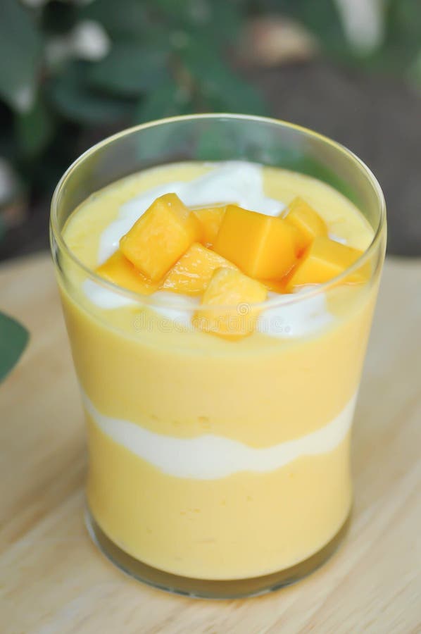 Mango Smoothie or Mango Yogurt Smoothie Stock Photo - Image of ...