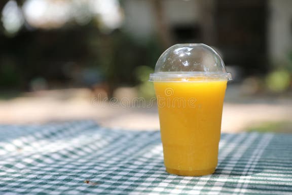 Mango Smoothie Milk Shake with Take Out Glass Stock Photo - Image of ...