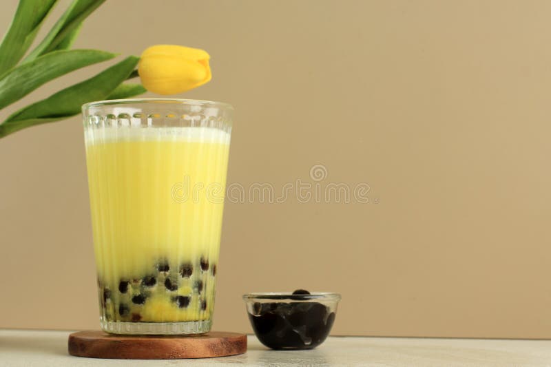 Mango Smoothies Ta Boba Drink Tapioca Pearl Bubble Tea Stock Image ...