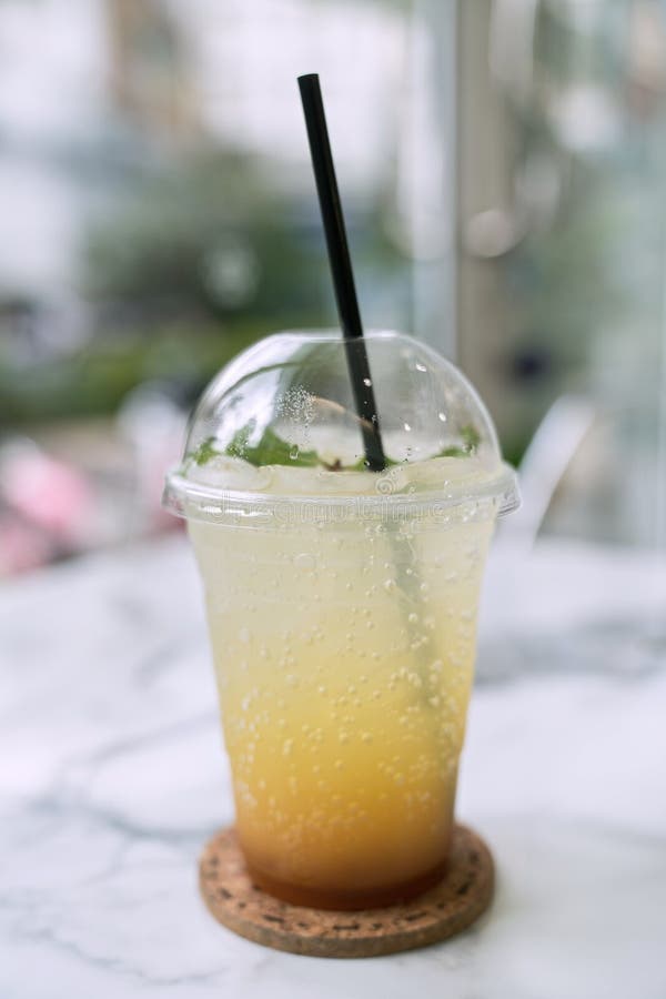 Mango soda stock photo. Image of cold, plastic, space - 96736450