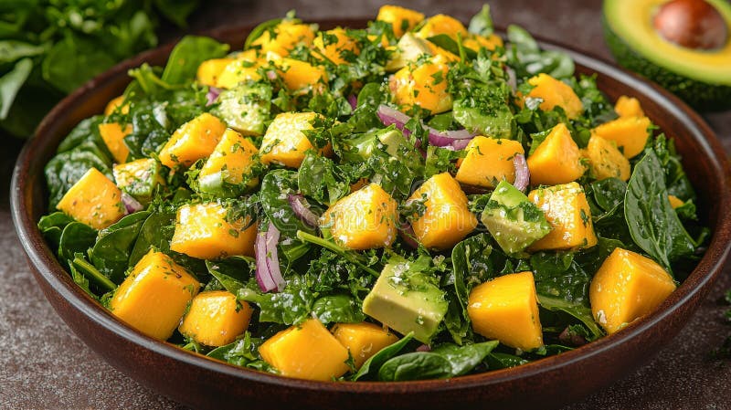 Mango Spinach Salad - Fresh & Healthy Stock Image - Image of mango ...