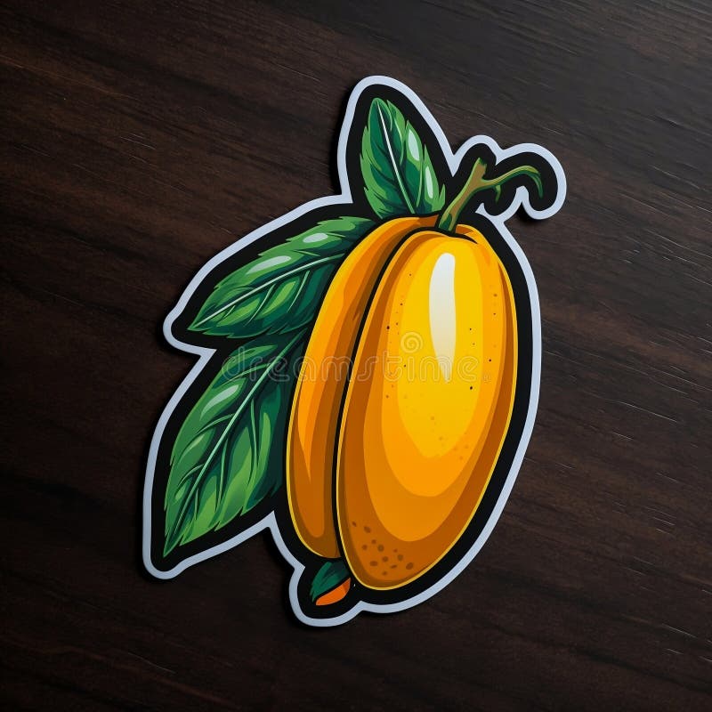 Mango Sticker on Black Background. AI Stock Illustration - Illustration ...