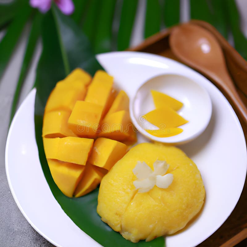 Mango Sticky Rice stock illustration. Illustration of dessert - 304246076