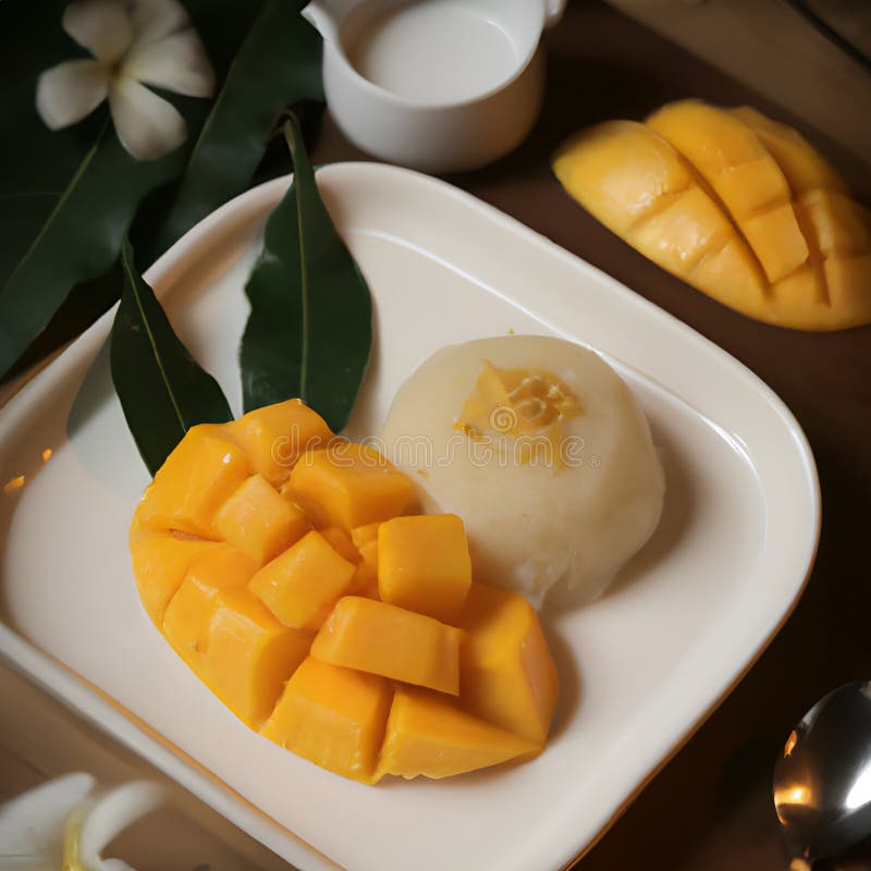 Mango Sticky Rice stock illustration. Illustration of asian - 304246052