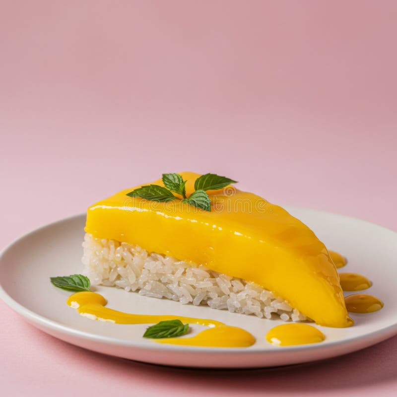 Mango Sticky Rice Dessert on Pink Background Stock Illustration ...