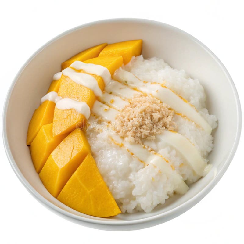 Mango Sticky Rice Isolated on White Background Stock Illustration ...