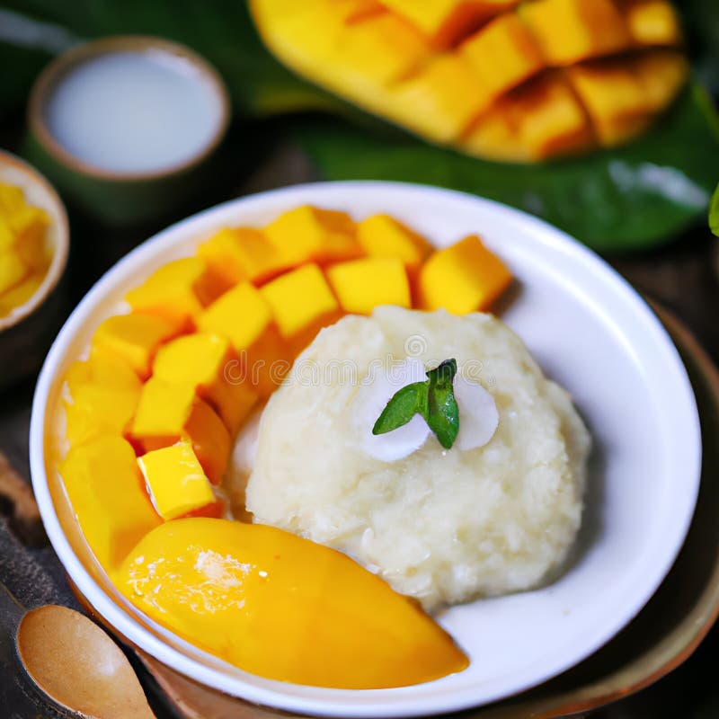 Mango Sticky Rice stock illustration. Illustration of citrus - 304246149