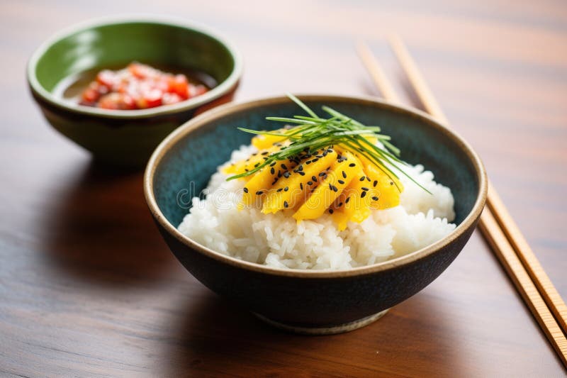 Mango Sticky Rice with Sesame Seeds Topping Stock Image - Image of ...