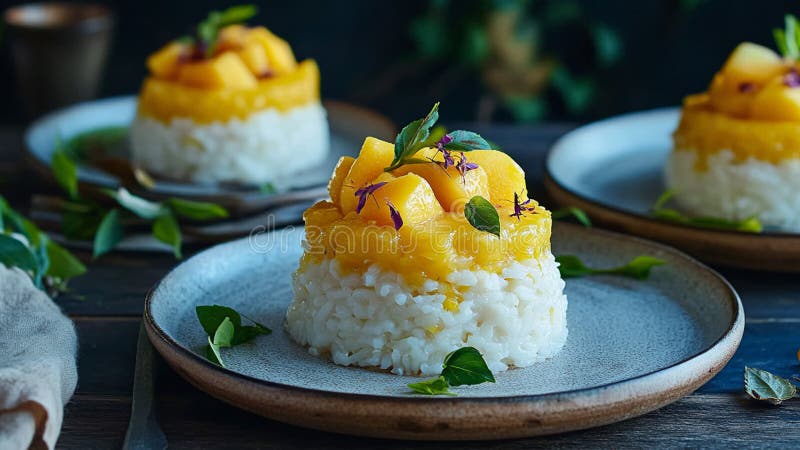 Mango Sticky Rice Sweet with Coconut Stock Footage - Video of flavors ...
