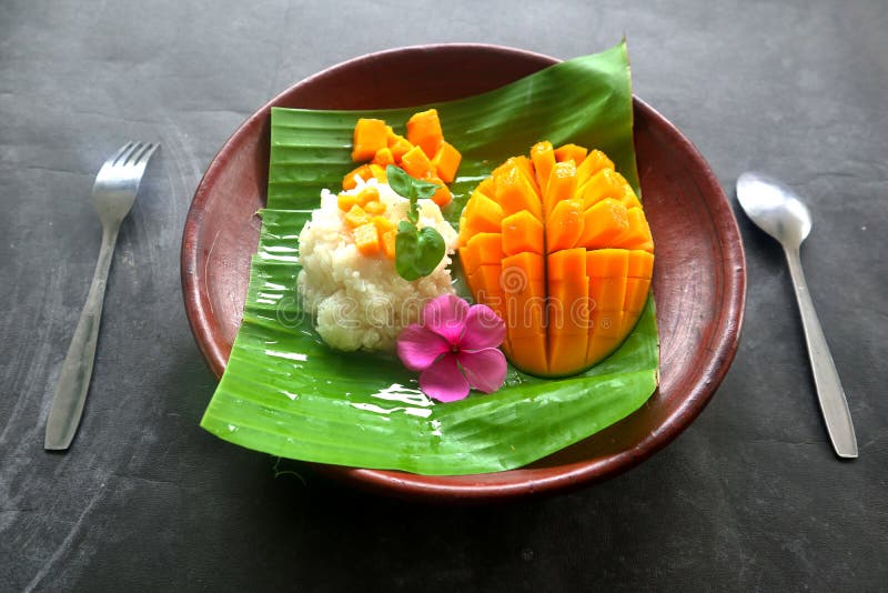 Mango Sticky Rice is Thai Dessert Made of Sticky Rice, Mango and ...