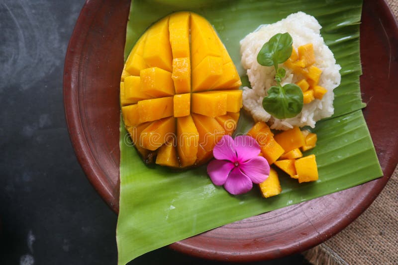 Mango Sticky Rice is Thai Dessert Made of Sticky Rice, Mango and ...